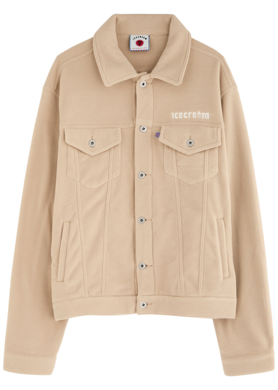 Ice Cream Logo-embroidered Fleece Jacket Beige ICECREAM
