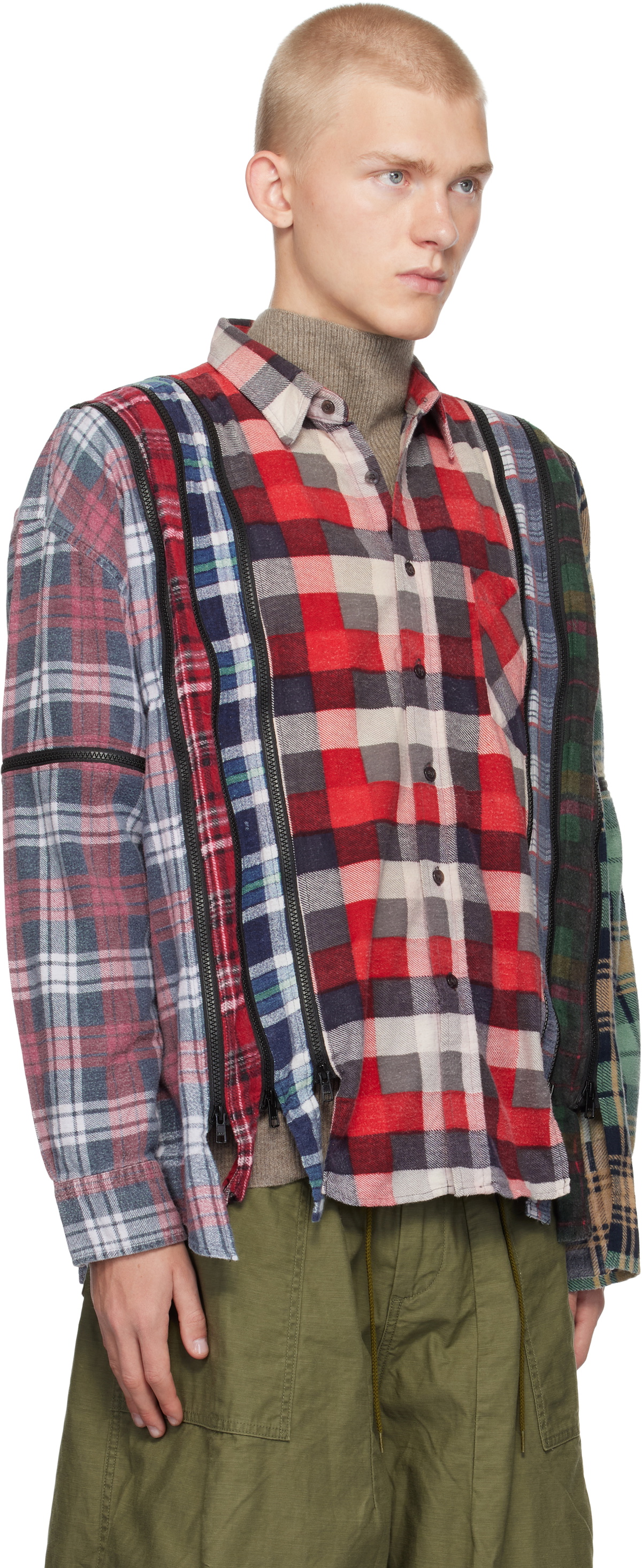NEEDLES Multicolor 7 Cuts Zipped Flannel Wide Shirt Needles
