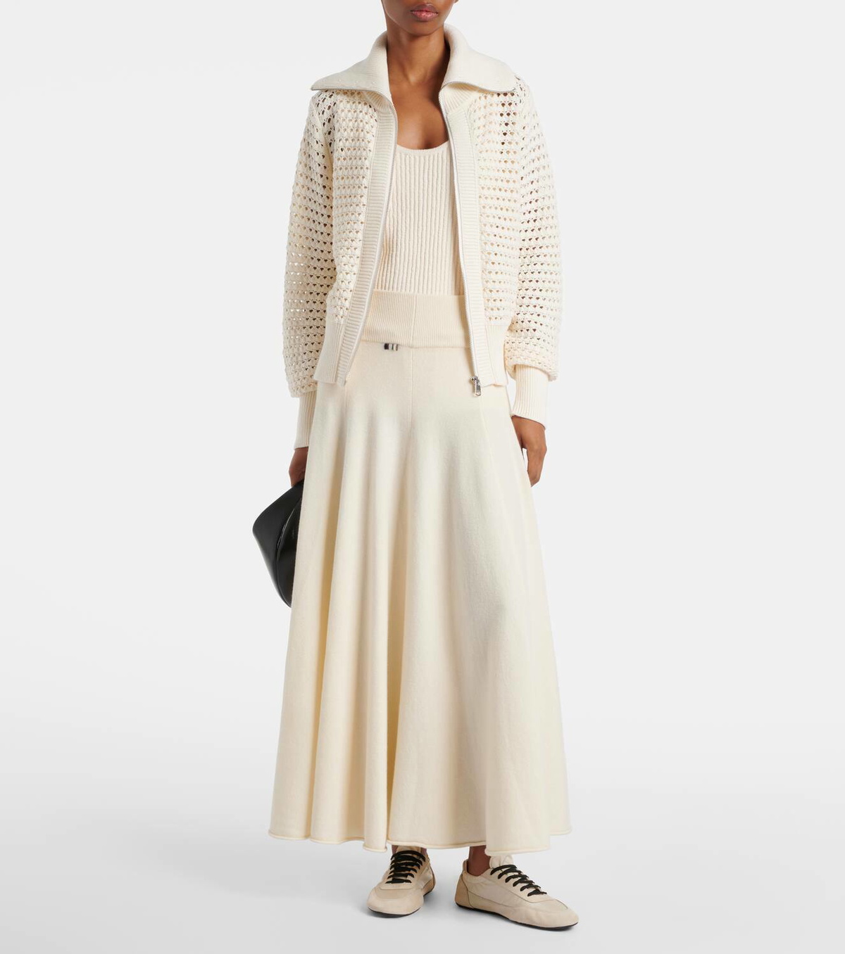 Varley Eloise open-knit cotton zip-up cardigan Varley