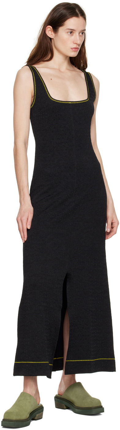 GANNI Black Vented Midi Dress GANNI