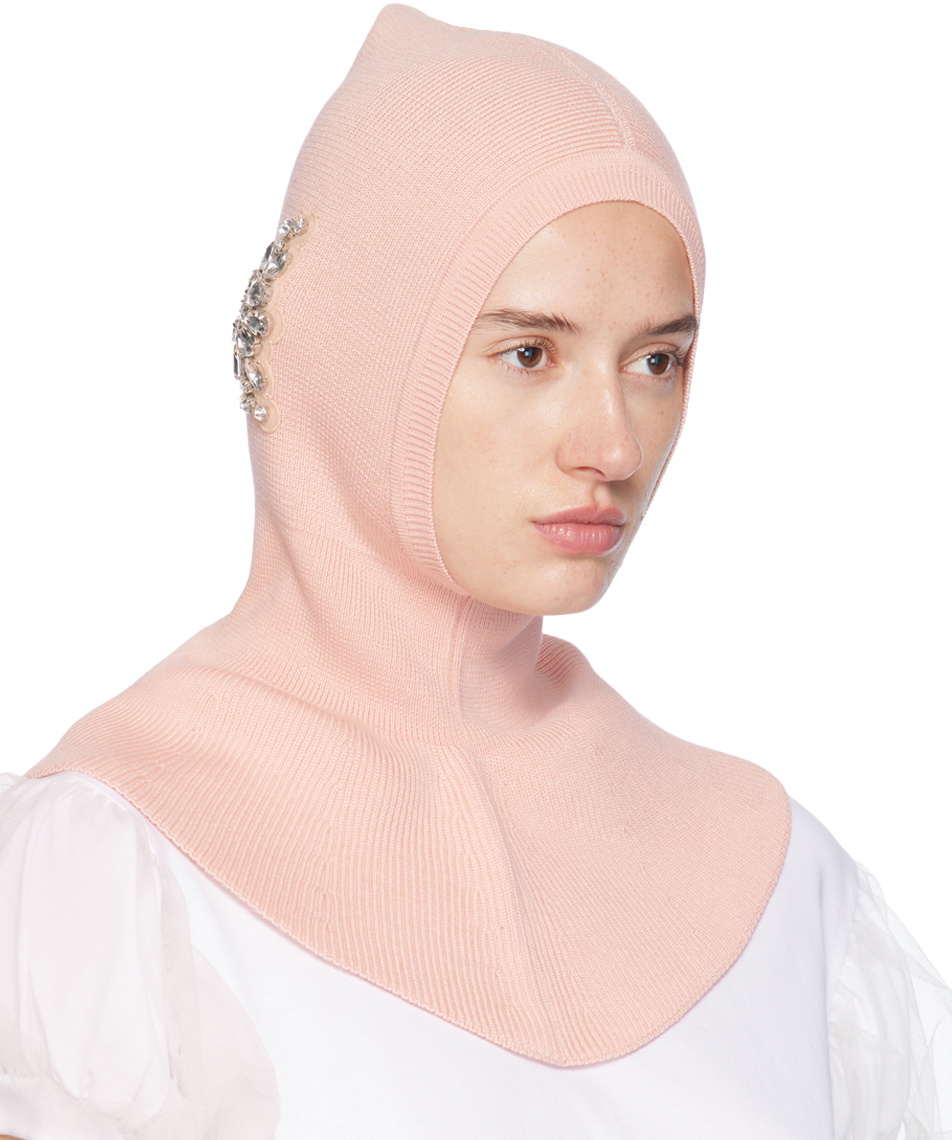 Simone Rocha Pink Embellished Pointed Balaclava Simone Rocha