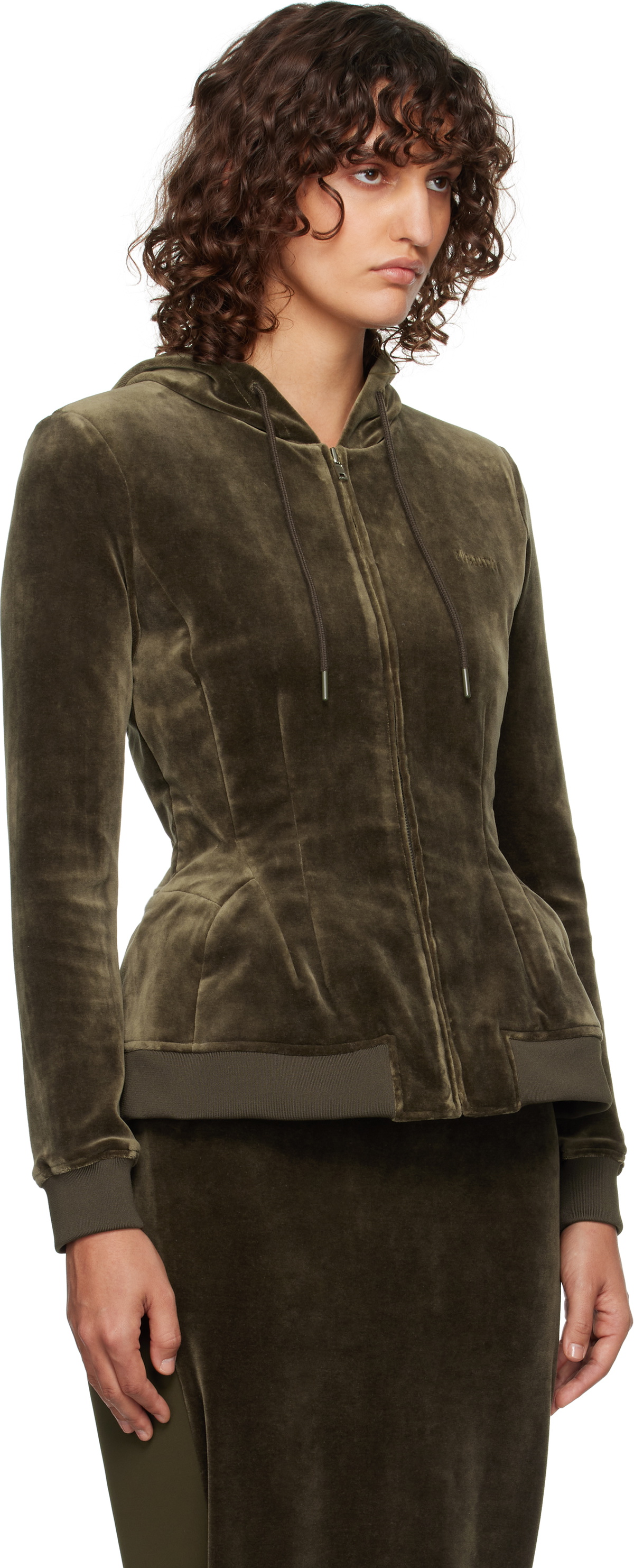 Pushbutton Khaki Hourglass Zip-Up Hoodie Pushbutton