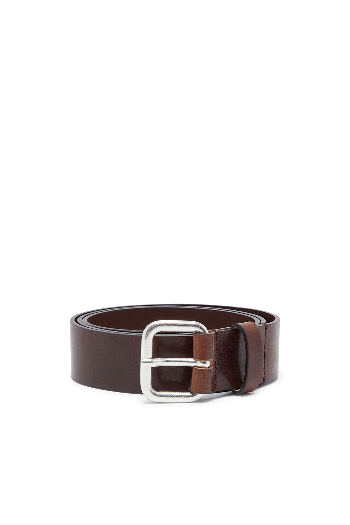 Diesel Leather belt with metal logo insert - Belts Mens in Brown Diesel