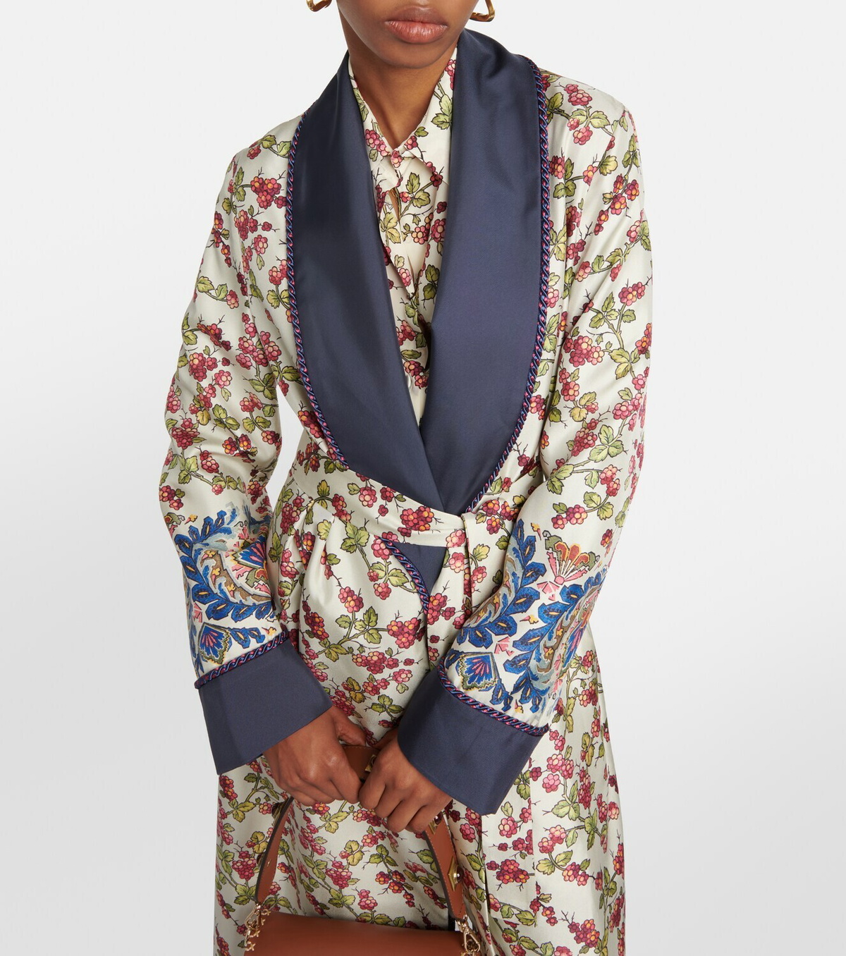 Etro Belted printed silk coat Etro