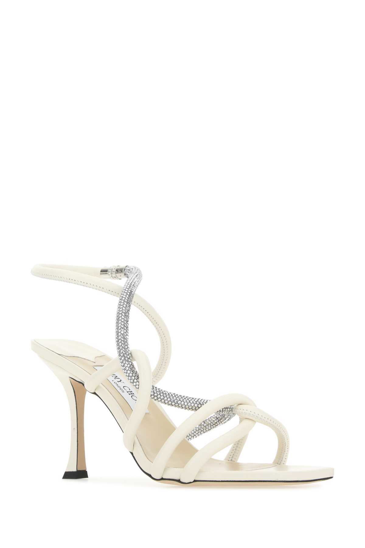 Jimmy Choo Ivory Leather Lonnie 90 Sandals Jimmy Choo