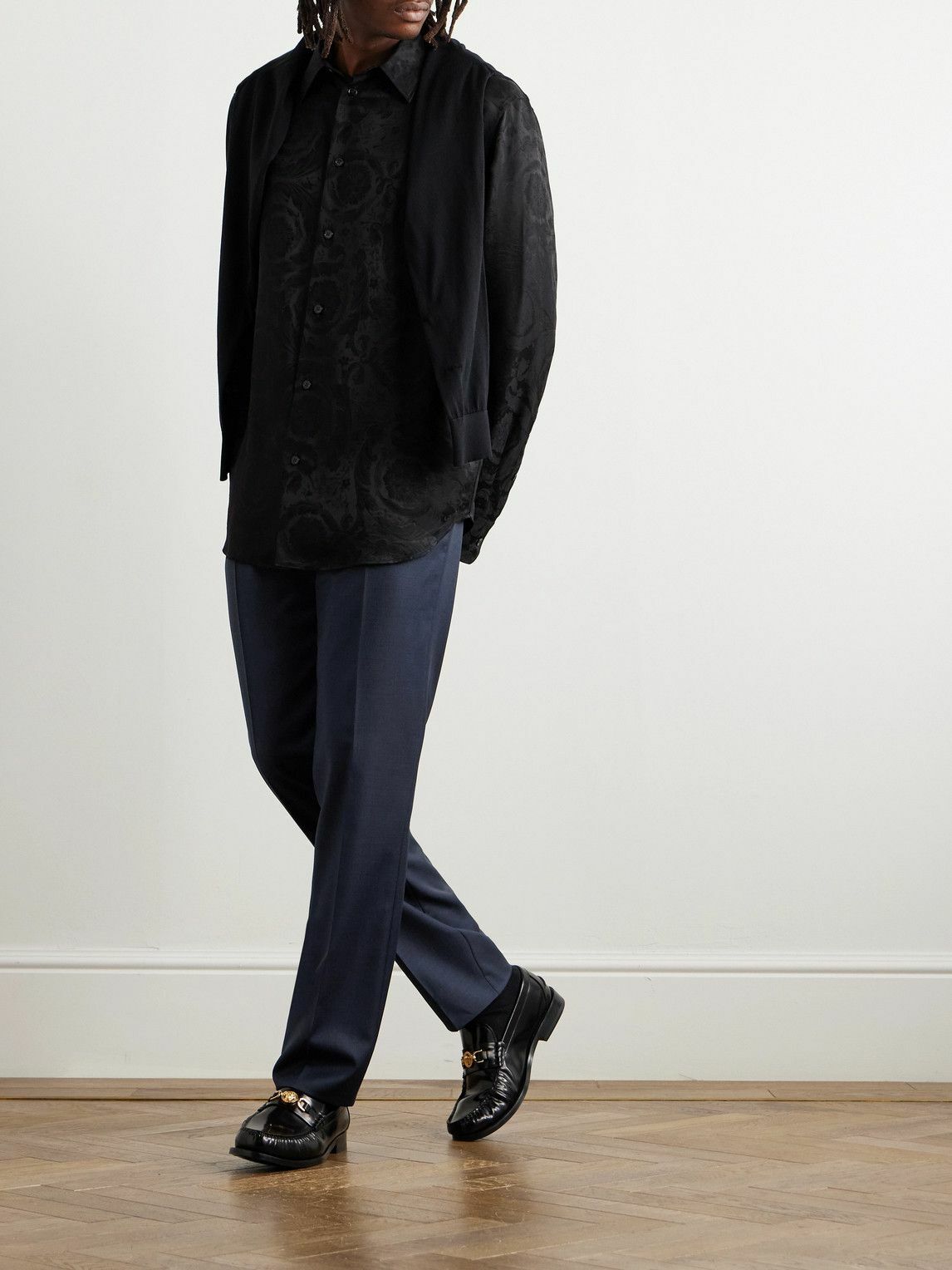 Versace - Slim-Fit Tapered Virgin Wool Trousers - Blue Versace