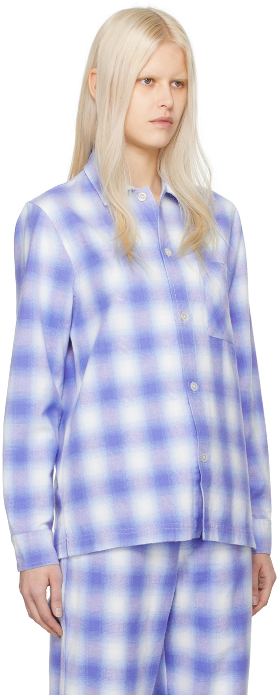 Tekla Blue Check Pyjama Shirt Tekla Fabrics