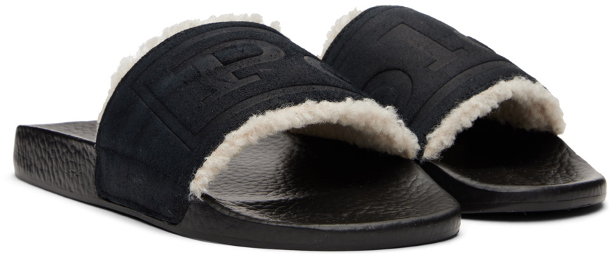 Polo Ralph Lauren Black Faux-Shearling Slides Polo Ralph Lauren