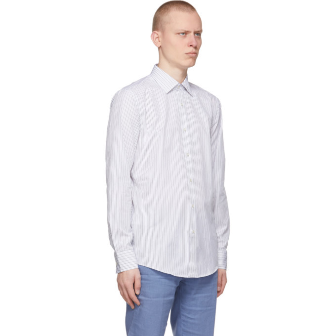 Boss White Striped Jango Shirt BOSS