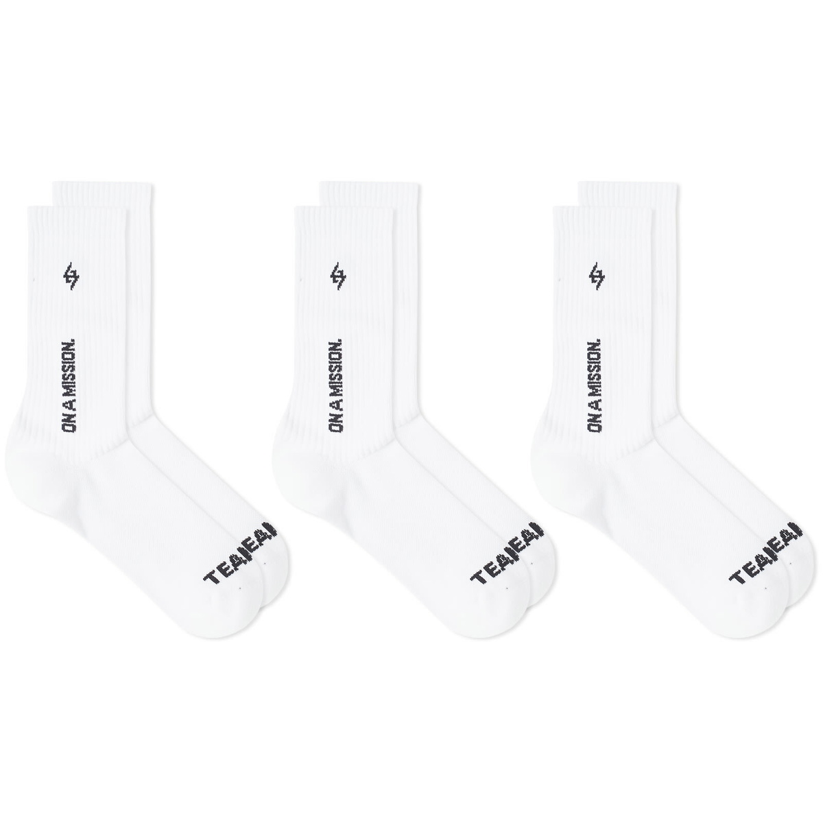 Represent Men's Team 247 3-Pack Sock in White/Black Represent