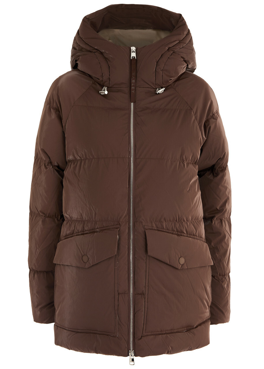 Varley Fullerton Quilted Hooded Shell Coat Brown Varley