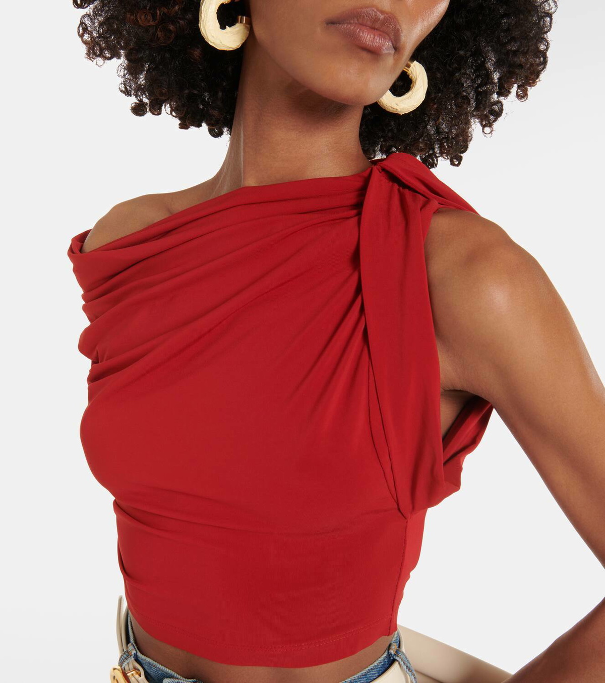Jacquemus Le Haut Drapeado jersey crop top Jacquemus