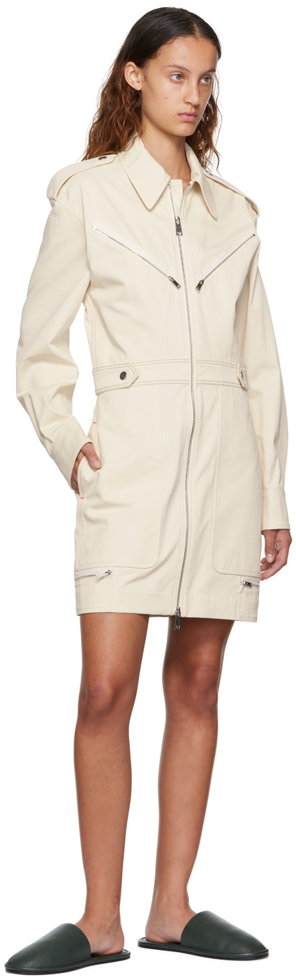 Victoria Beckham Off-White Zip Utility Minidress Victoria Beckham