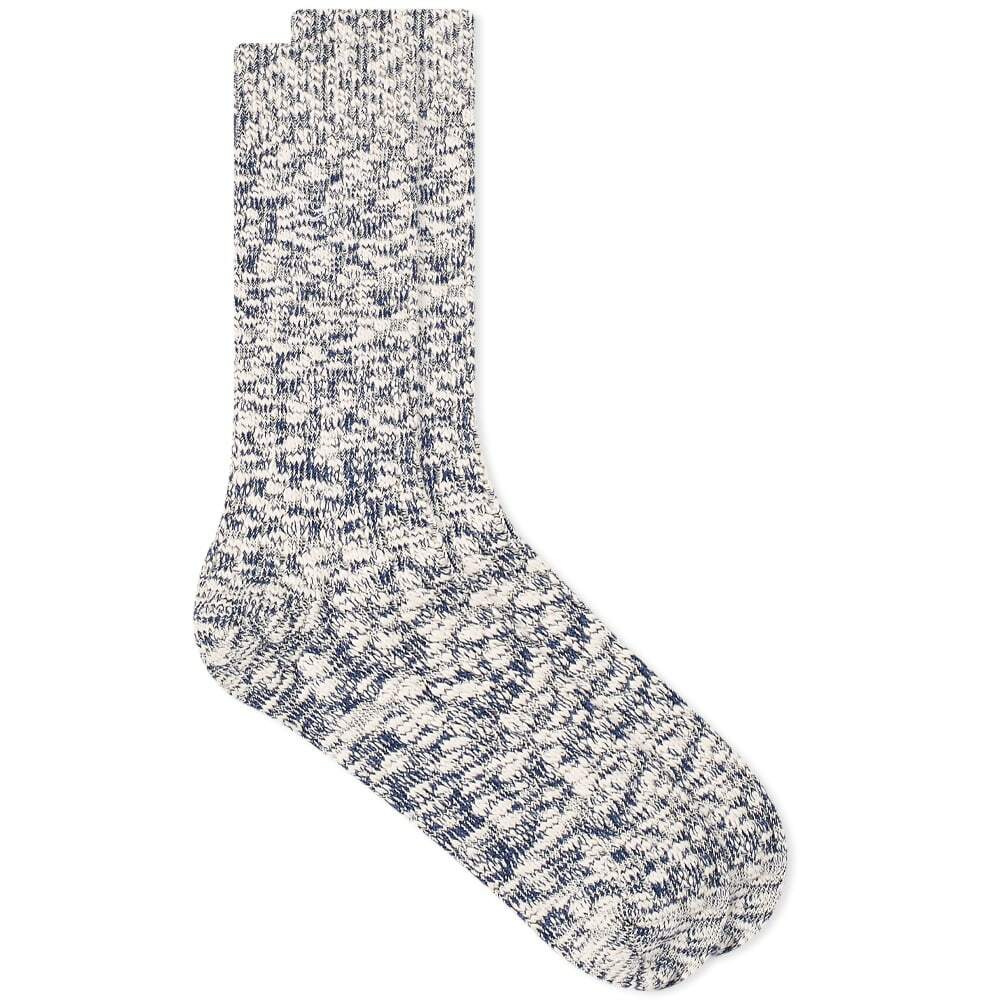 Anonymous Ism Men's Lightweight Slub Crew Sock in Navy Anonymous Ism