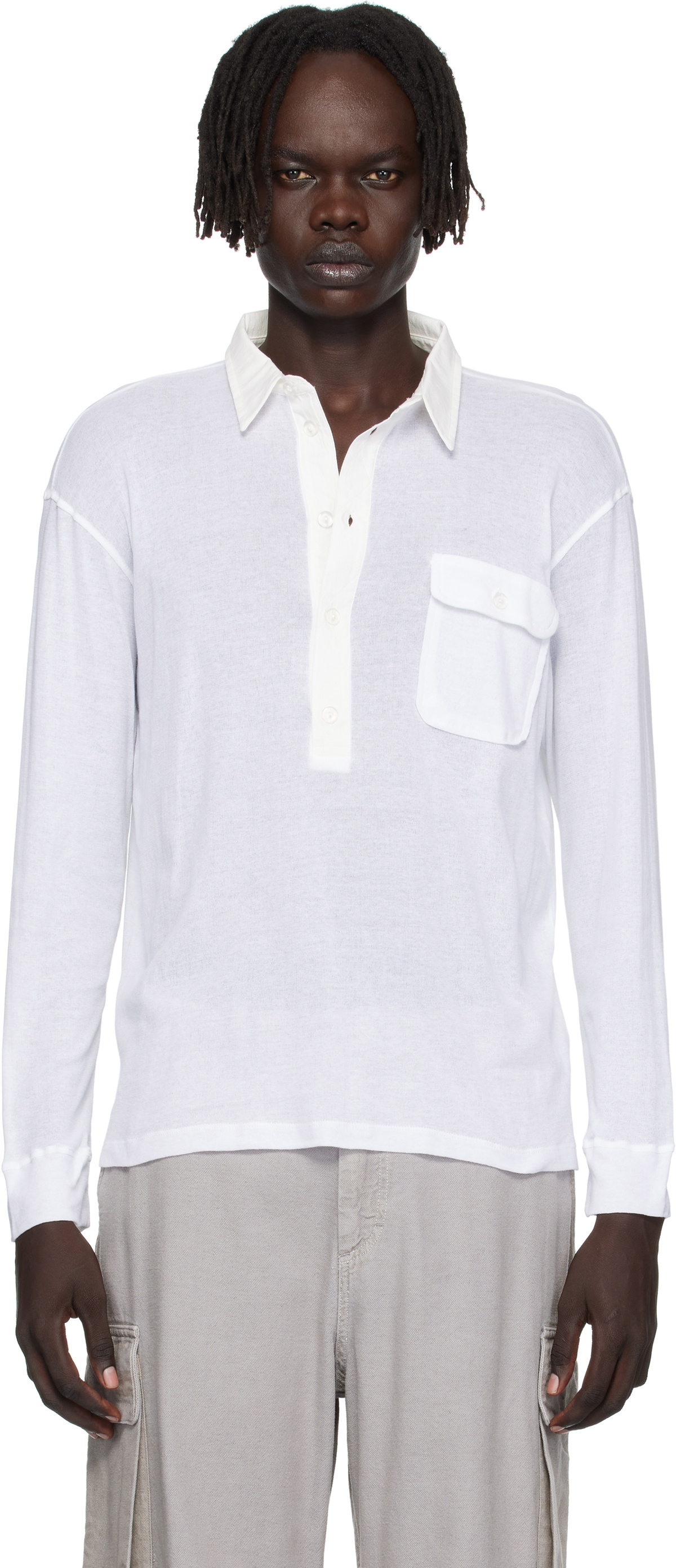 Gimaguas White Tristan Long Sleeve Polo Gimaguas