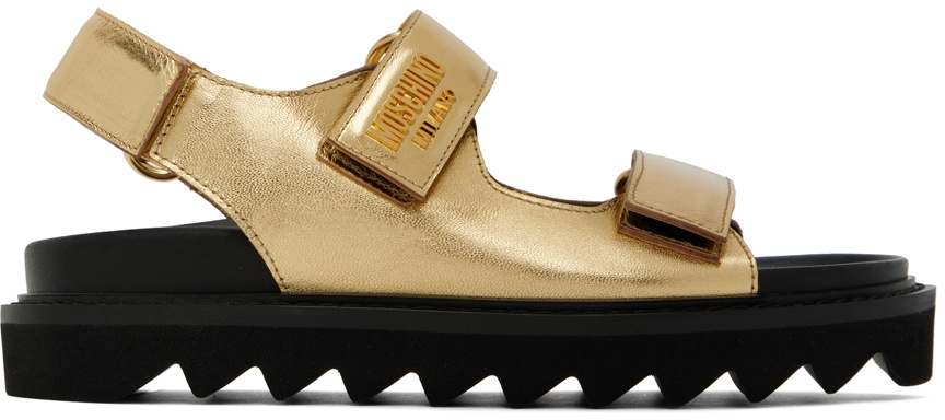 Moschino Gold Logo Platform Sandals Moschino