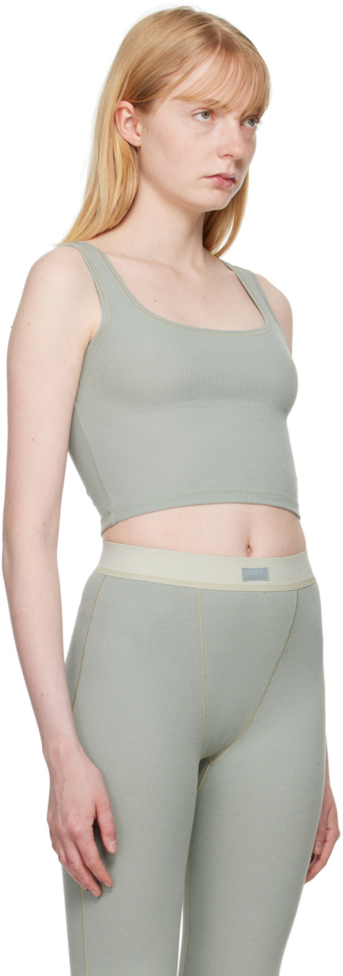 SKIMS Green Cotton Rib Tank Top SKIMS