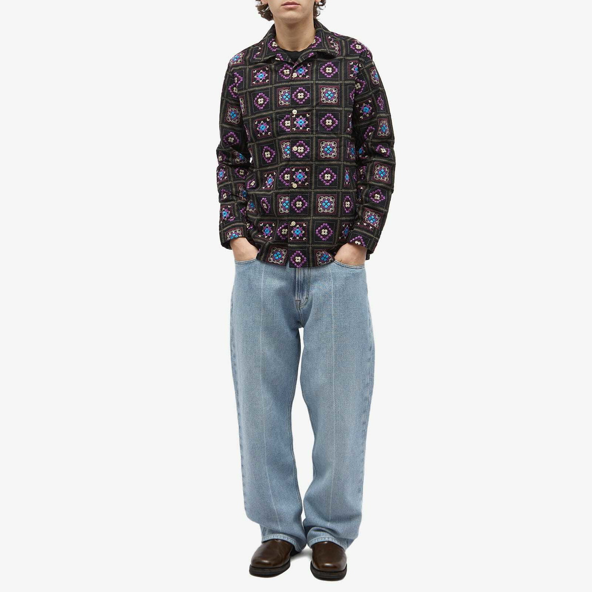 NN07 Men's Julio Embroidered Shirt in Black NN07