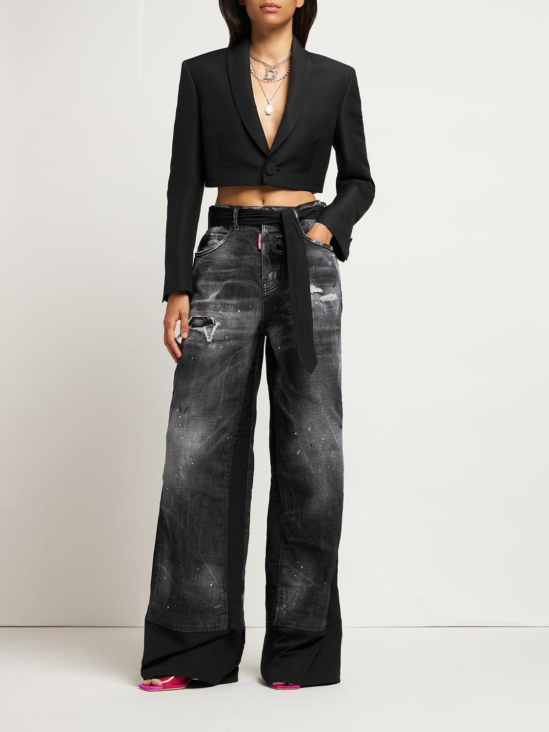 DSQUARED2 Hybrid Traveler Denim Hybrid Wide Jeans Dsquared2 DSQUARED2 Hybrid Traveler Denim Hybrid Wide Jeans Dsquared2