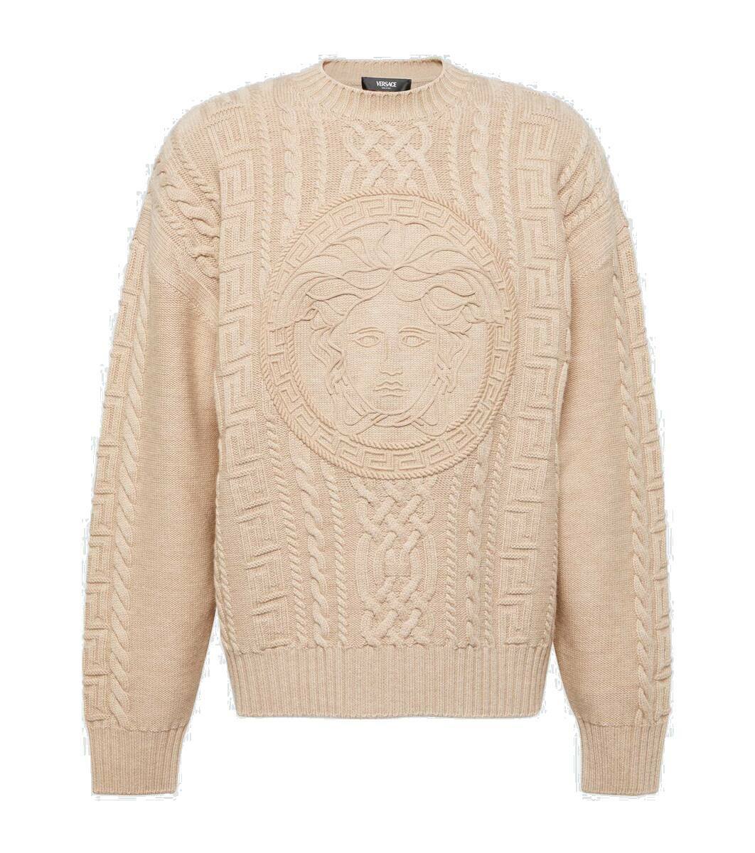 Versace Medusa embroidered virgin wool sweater Versace