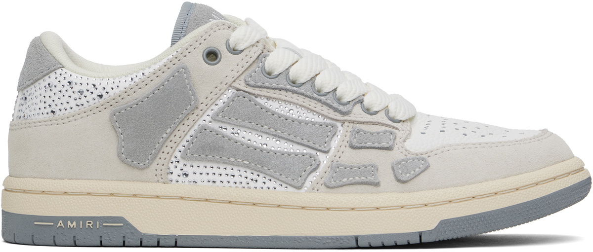 AMIRI Gray & White Crystal Suede Skel Top Low Sneakers Amiri