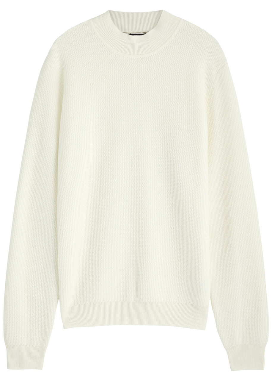 Boss Textured Wool-blend Jumper Beige BOSS