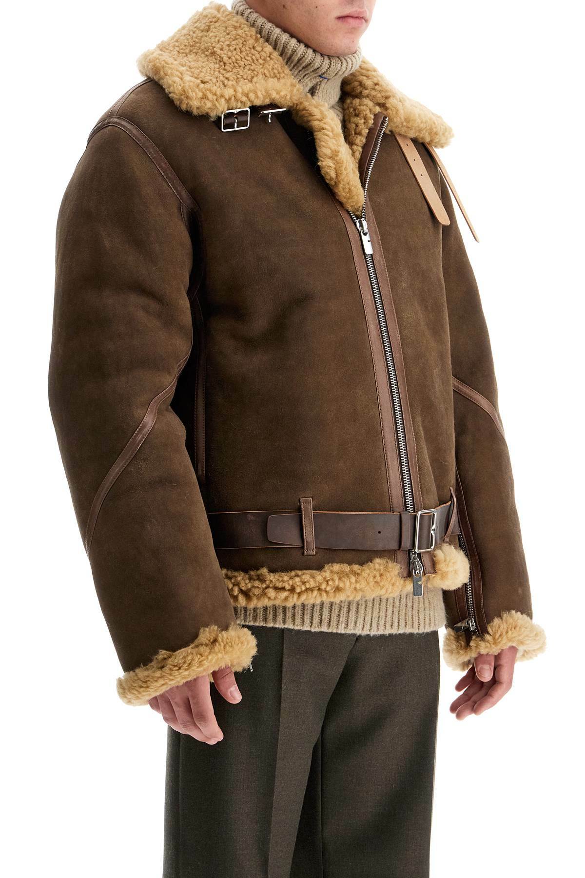 BURBERRY shearling aviator jacket for Brown Burberry