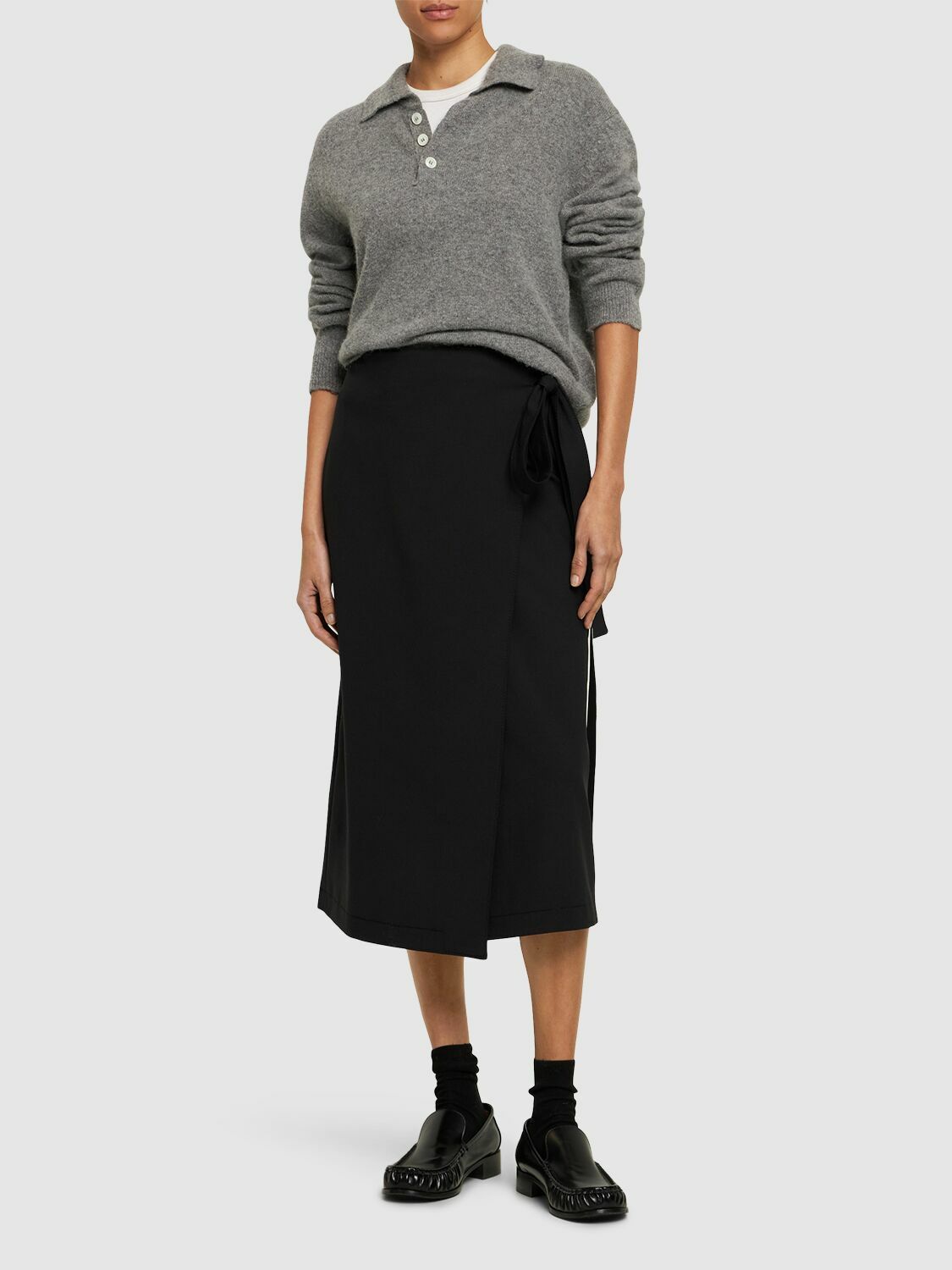 MSGM - Stretch Wool Wrap Midi Skirt MSGM