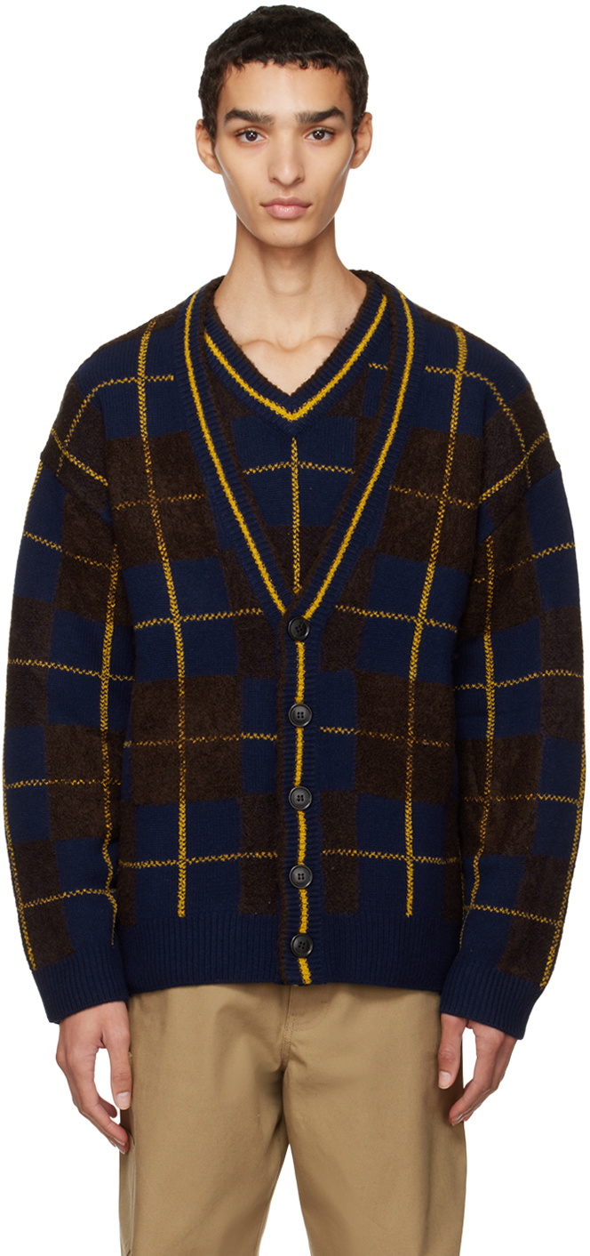 Kenzo Navy & Brown Kenzo Paris Check Cardigan Kenzo