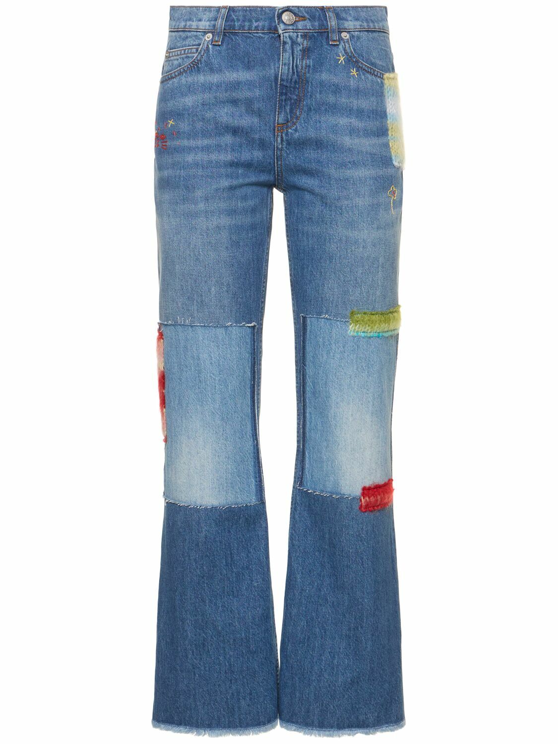MARNI Denim Flared Jeans W/ Patches Marni
