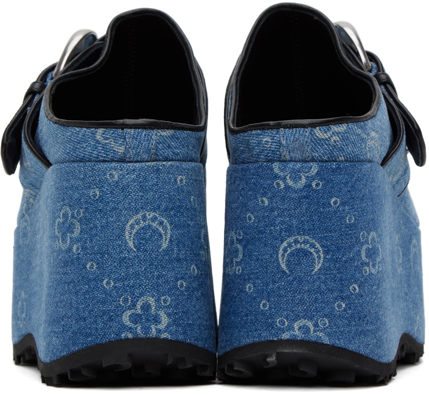 Marine Serre Blue Denim Monogram Clogs Marine Serre
