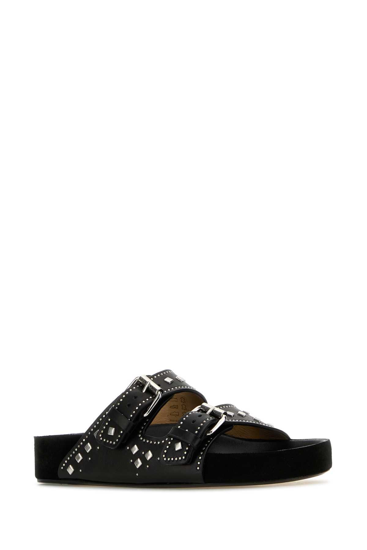 Isabel Marant Black Leather Lennyo Slippers Isabel Marant