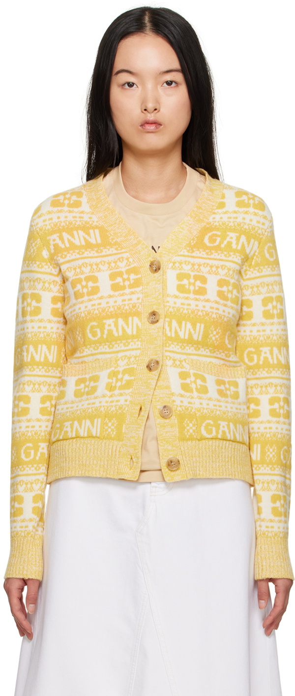 GANNI Yellow Button Cardigan GANNI
