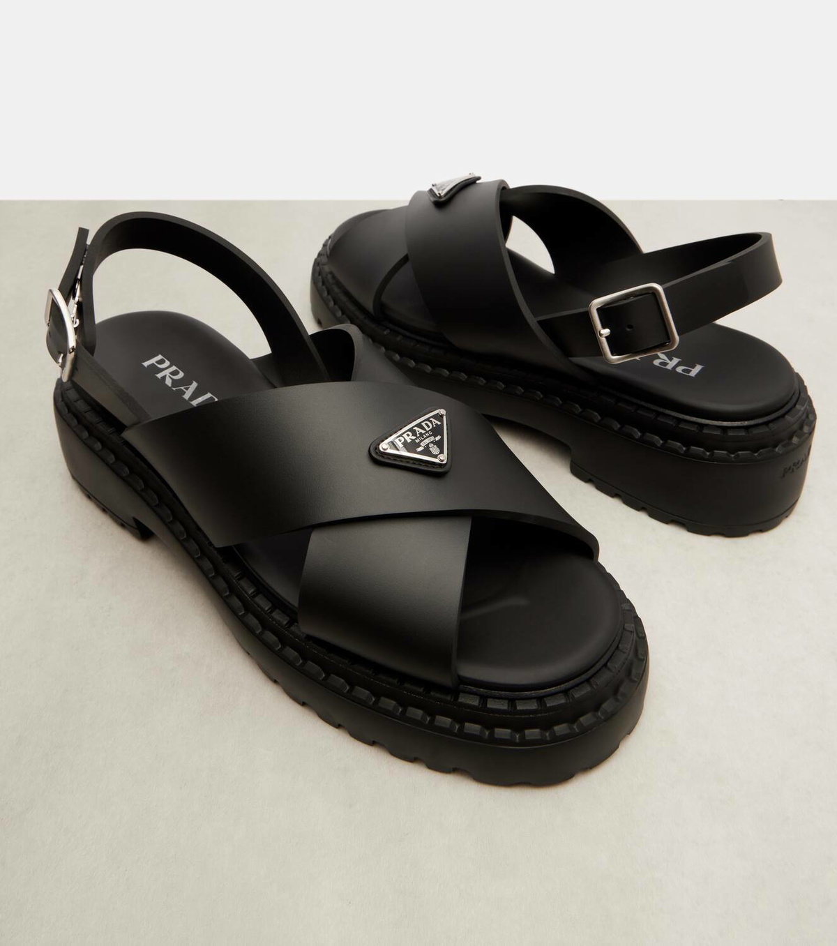Prada Logo rubber platform sandals Prada