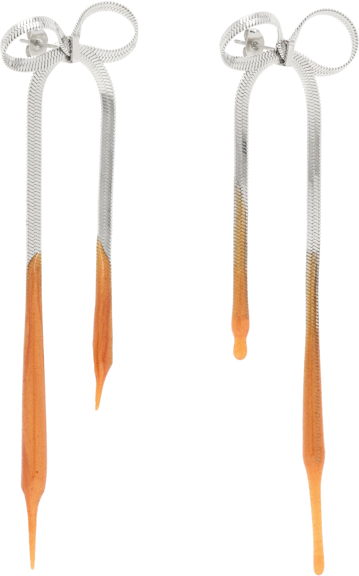 Ottolinger Silver & Orange Laced Bow Earrings Ottolinger