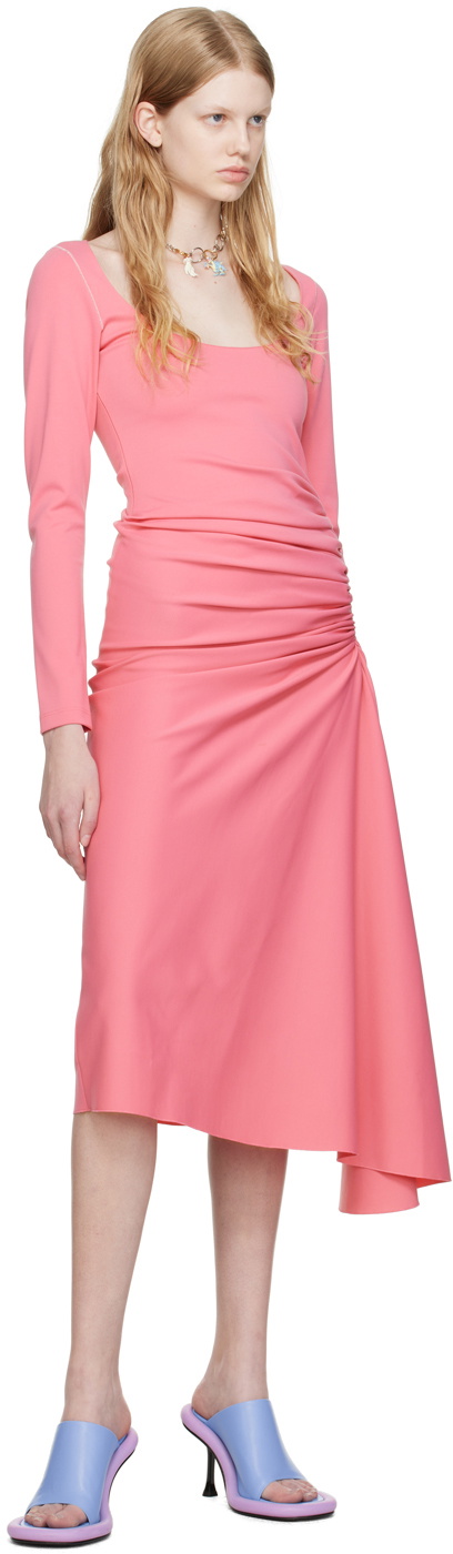 Marni Pink Ruched Midi Dress Marni