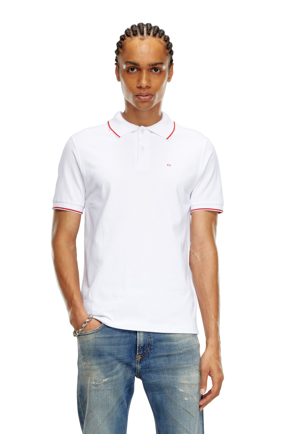 Diesel Polo shirt with micro Diesel embroidery - Polos Mens in White Diesel