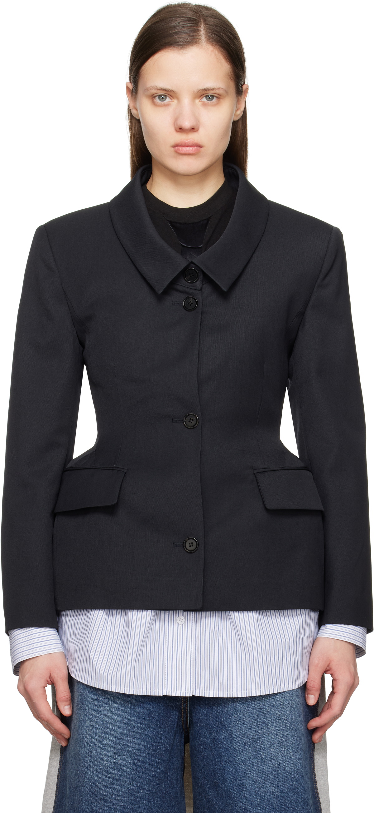 Pushbutton Navy Wool Reversible Blazer Pushbutton