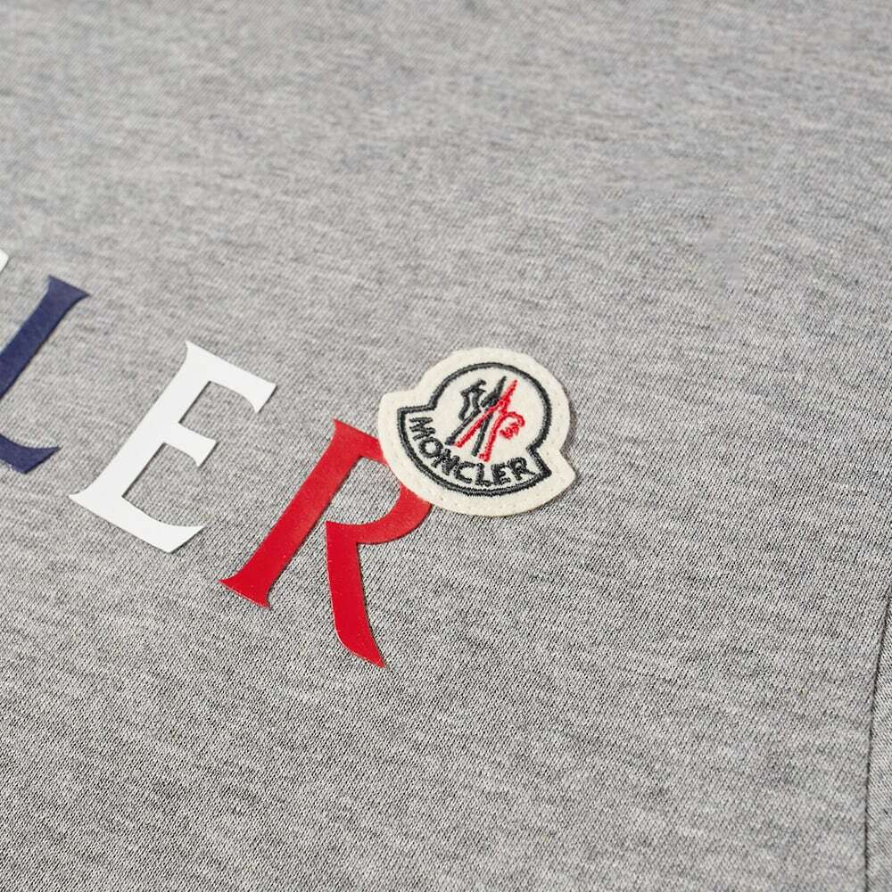 Moncler Men's Tricolore Text Logo T-Shirt in Grey Melange Moncler