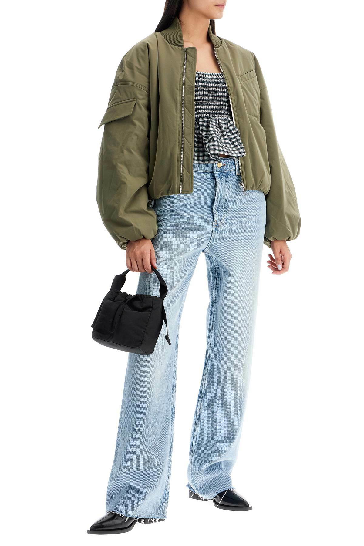 GANNI short oversized bomber jacket Green GANNI
