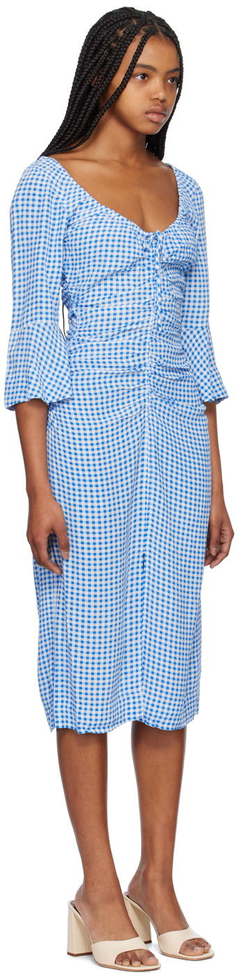 GANNI Blue Gingham Midi Dress GANNI