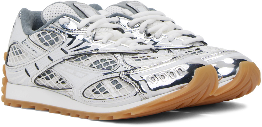 Bottega Veneta Silver & White Orbit Sneakers Bottega Veneta
