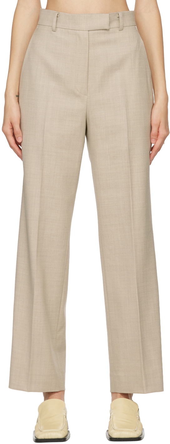 Blossom Beige Wool Straight Trousers Blossom