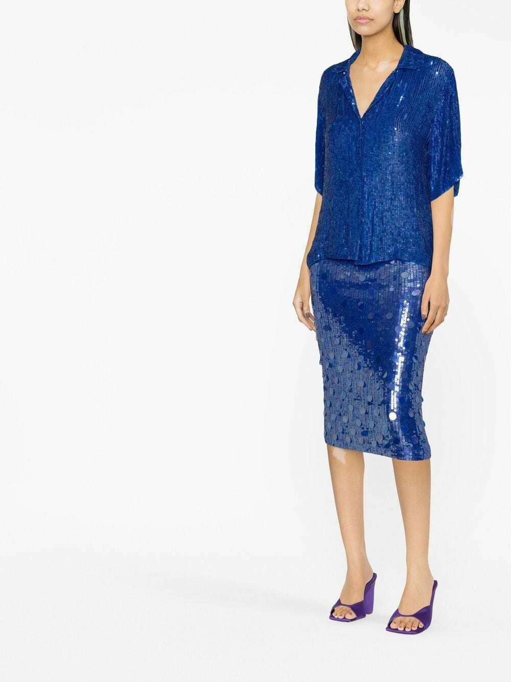 PAROSH - Sequinned Short Sleeve Shirt Parosh