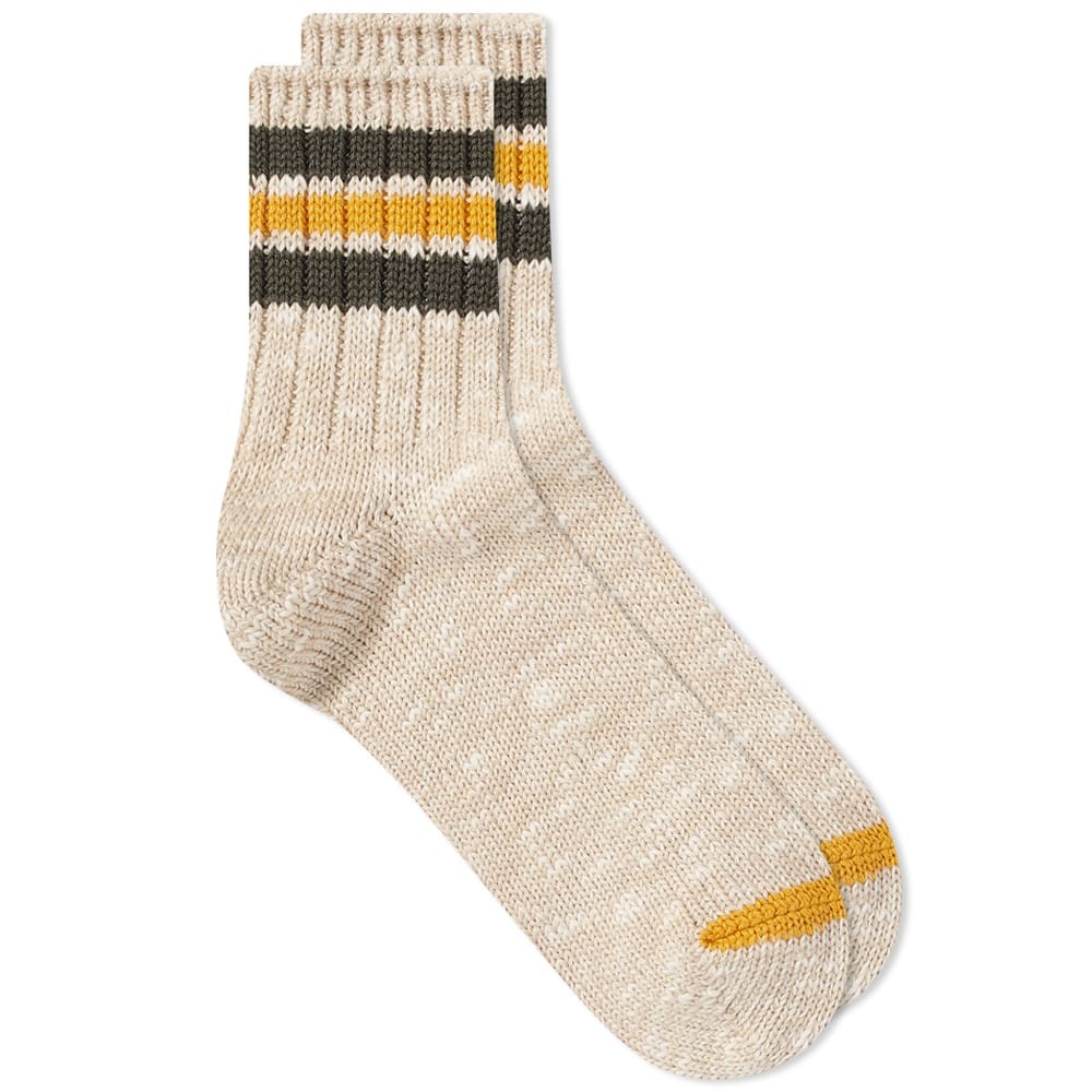 Anonymous Ism Men's 3 Line Slub Sock in Beige Anonymous Ism