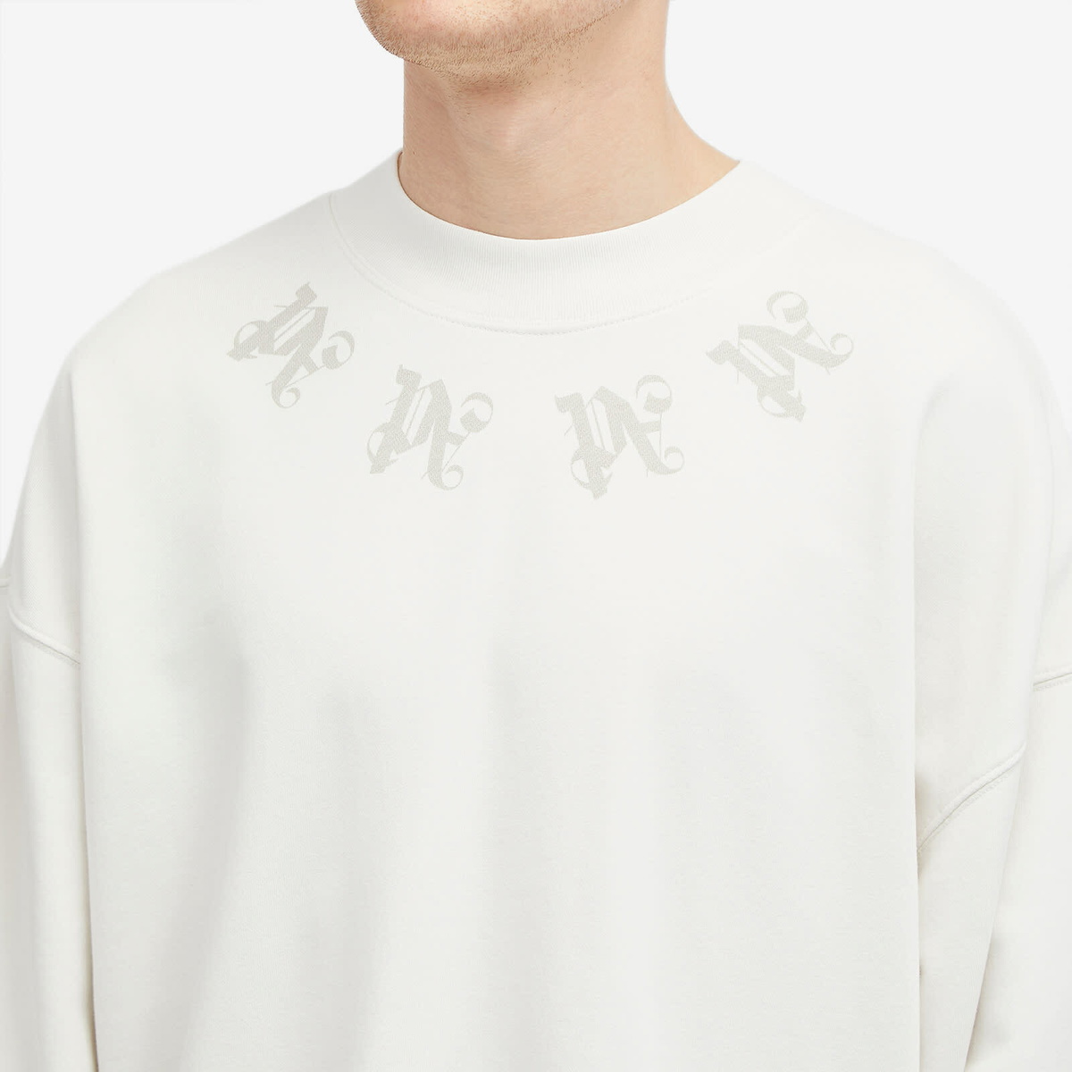 Palm Angels Men's Statement Monogram Crew Sweat in Neutral Palm Angels