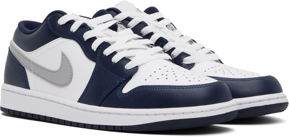 Nike Jordan White & Navy Air Jordan 1 Low Sneakers Nike Jordan Brand