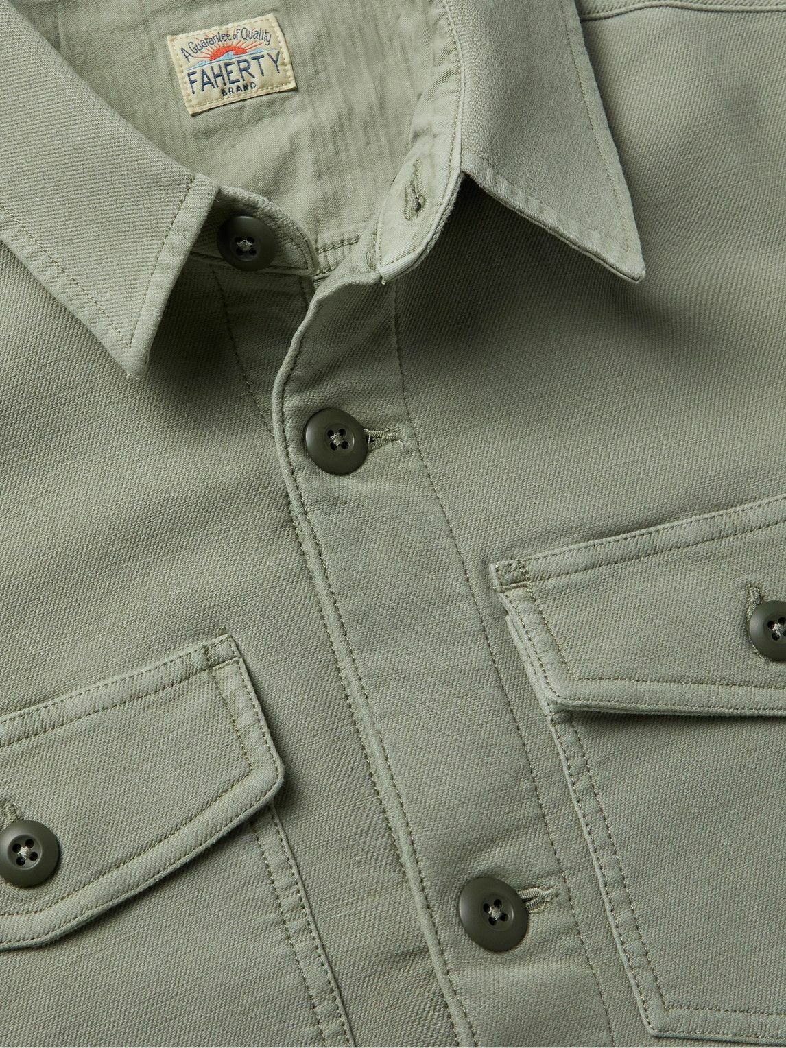 Faherty - Stretch Cotton-Blend Shirt Jacket - Green Faherty