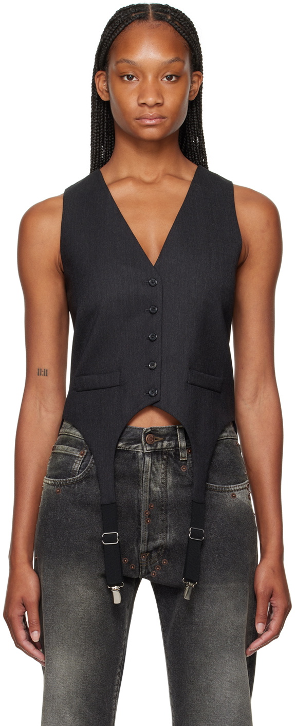 Moschino Gray Garter Vest Moschino