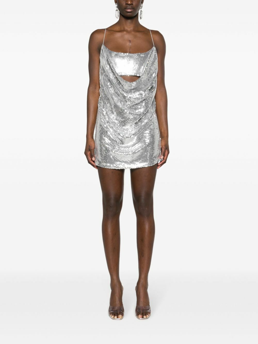 Alex Perry Silver-Tone Draped Sequinned Mini Dress Alex Perry